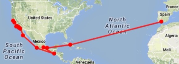 Juan Rodriguez Cabrillo Route Map
