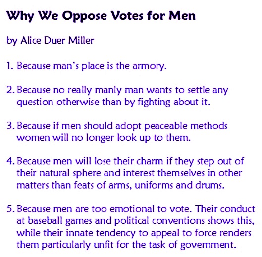 Why We Oppose Votes for Men – a Poem from 1915 | Flowers For Socrates